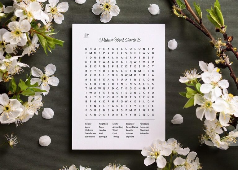 Medium Word Search Puzzles - PuzzleVoyager.com