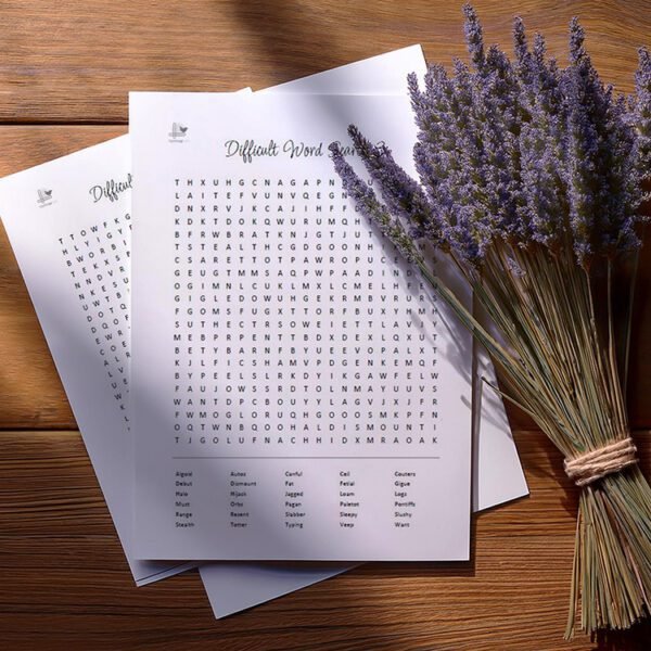 Difficult Word Search Printable - Free Download - PuzzleVoyager.com