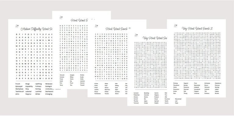 5 Free Word Searches to Print - Medium to Very Hard Skill Levels ...