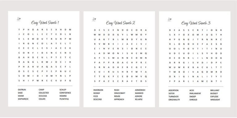 Relax & Unwind: 3 Simple Word Search Puzzles Printable for Adults ...