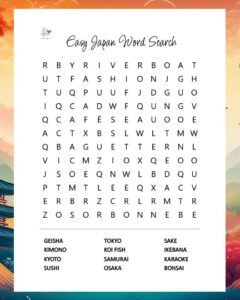 Discover Japan the Easy Way – Free Printable Word Search Puzzle ...