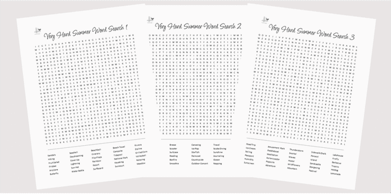 Very Hard Summer Word Search Pack – Ultimate Holiday Puzzle Challenge ...